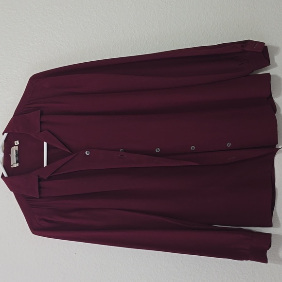 Alan Austin | Tops | Vintage Alan Austin Burgandy Silk Blouse 4 | Poshmark